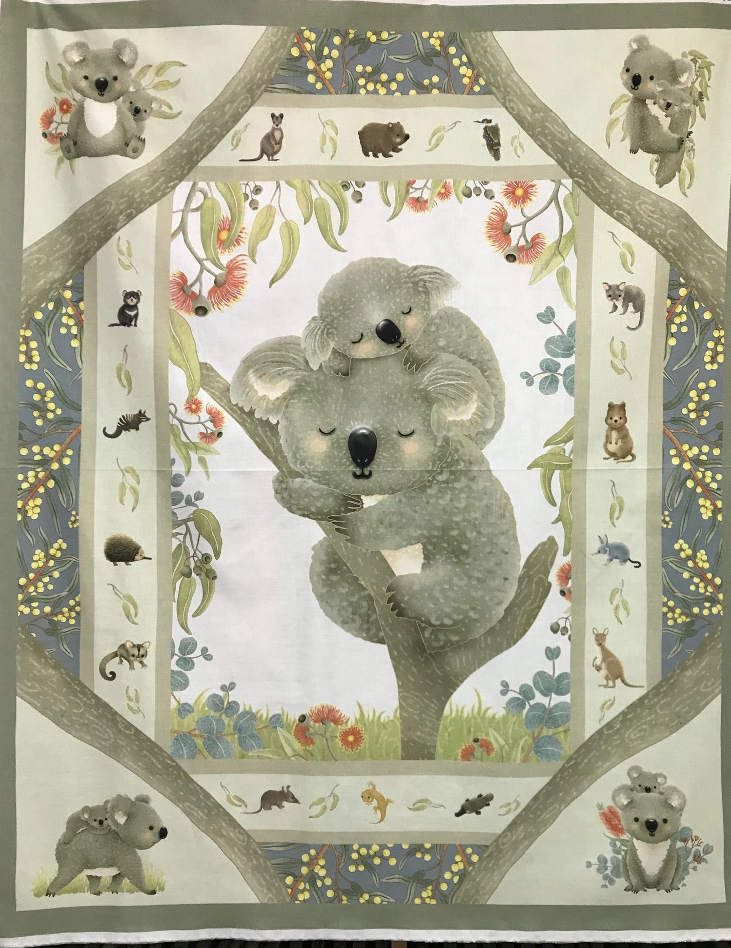 DV6275 Jen Digital Baby Australian Animals Koala Children's Cot Panel ...