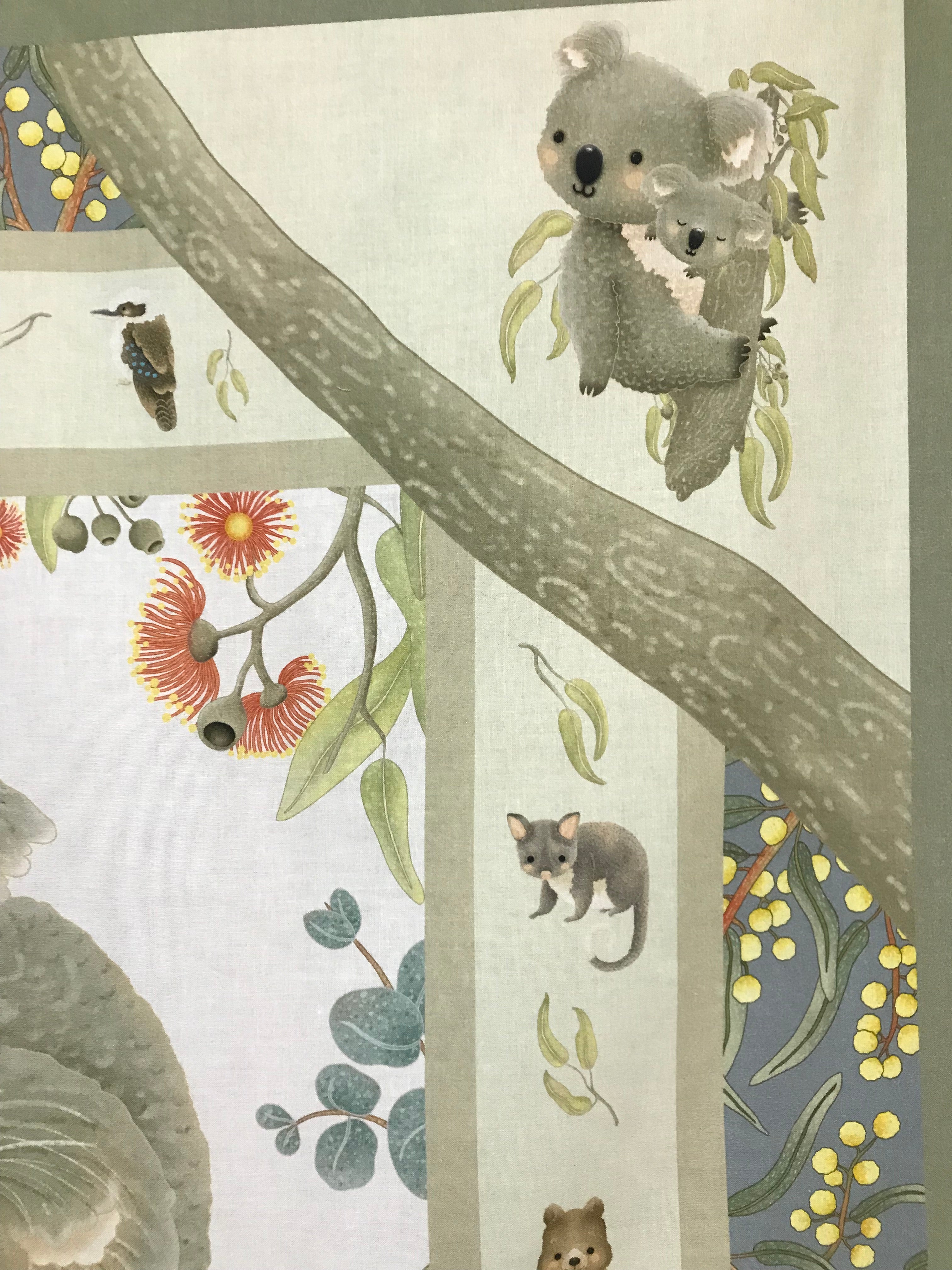 DV6275 Jen Digital Baby Australian Animals Koala Children's Cot Panel ...